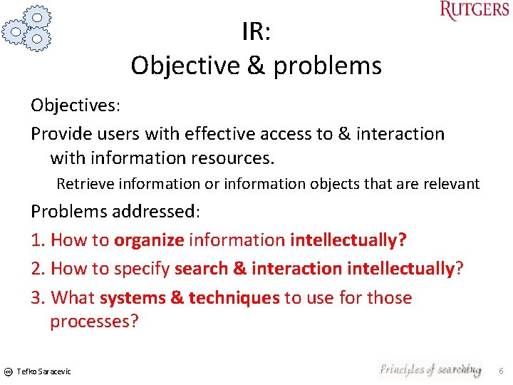 Information retrieval IR Basics models interactions tefkosrutgers edu