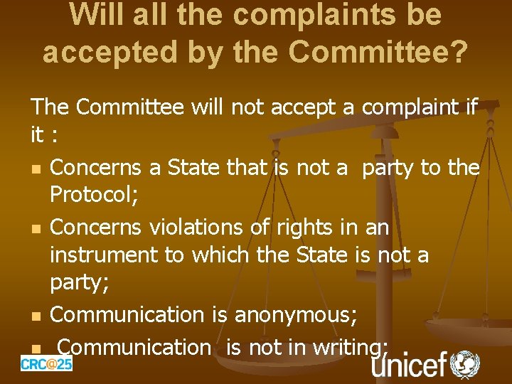 CRC OPTIONAL PROTOCOL 3 What does the new