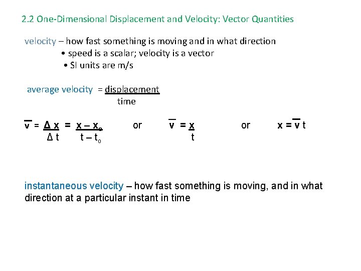 AP Physics Chapter 2 Kinematics Description of Motion