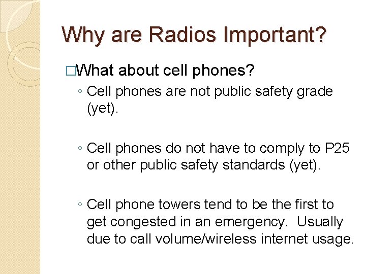 Basic Radio Usage AWIN Network Support Table of