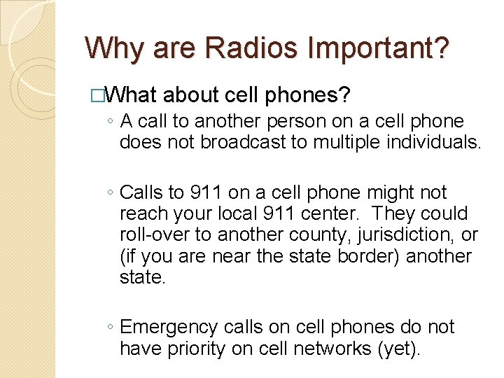 Basic Radio Usage AWIN Network Support Table of