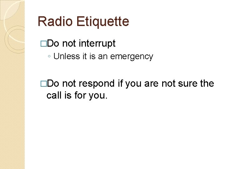 Basic Radio Usage AWIN Network Support Table of