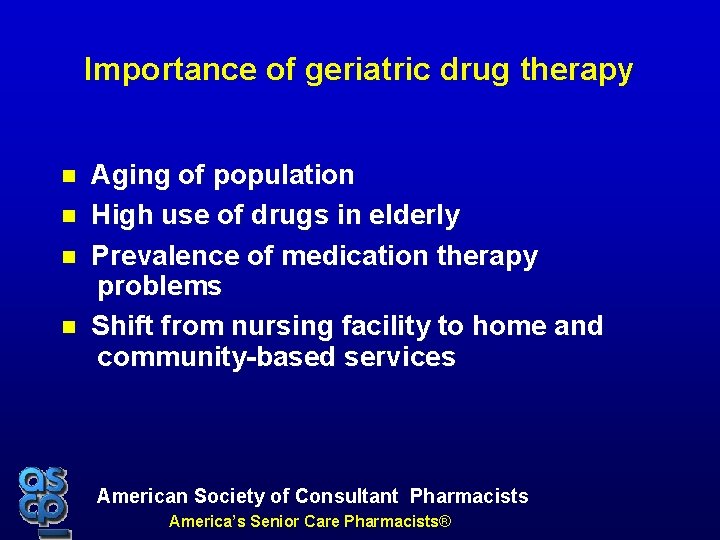 Principles of Drug Use Prescribing for the Elderly