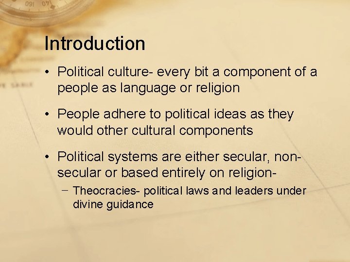 Political Culture Evolution of the State Political Geography