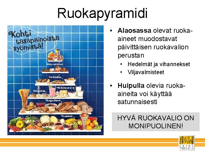 Ravintoopas Vihjeit viisaisiin valintoihin Ruokapyramidi Alaosassa ...
