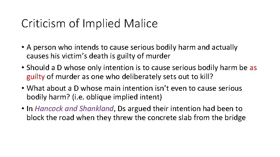 Evaluation of Murder Evaluation of Murder Main areas