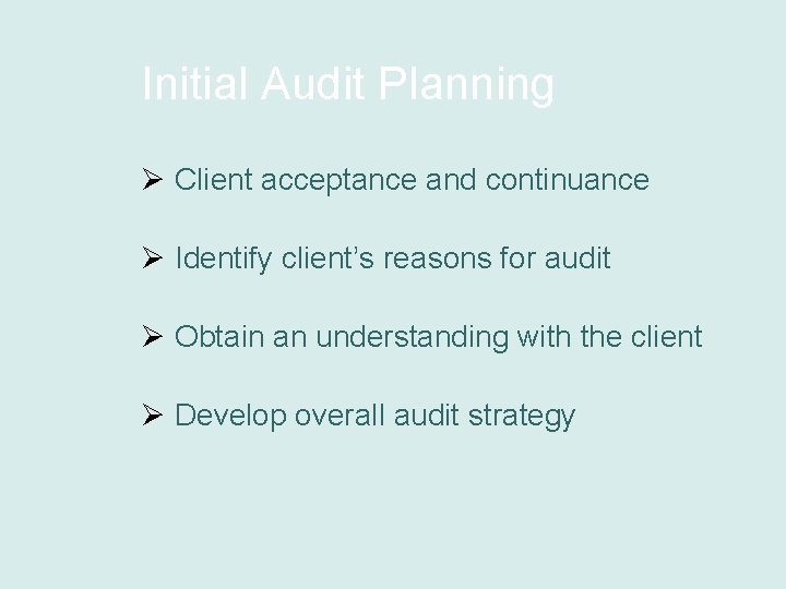 Auditing II Unit 1 Audit Procedures Unit 2