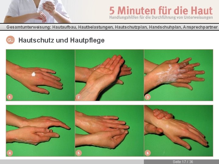 Gesamtunterweisung Hautaufbau Hautbelastungen Hautschutzplan ...