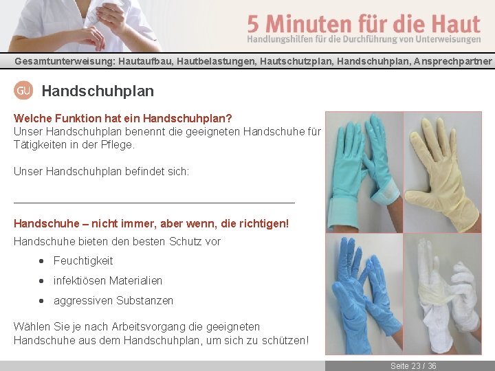 Gesamtunterweisung Hautaufbau Hautbelastungen Hautschutzplan ...