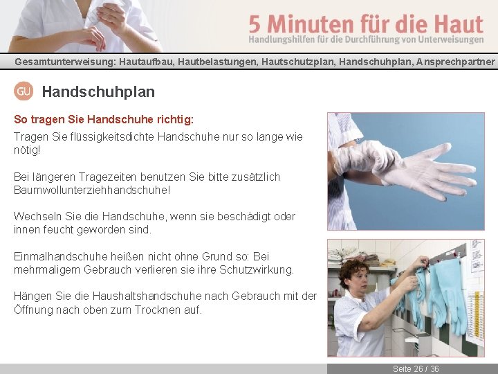 Gesamtunterweisung Hautaufbau Hautbelastungen Hautschutzplan ...