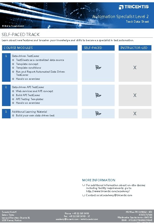 Automation Specialist Level 2 Track Data Sheet 2016