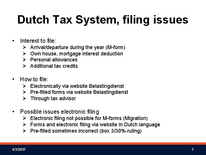 20 March 2017 Dutch personal income tax system