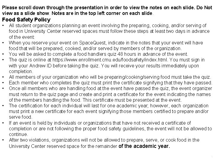 Please scroll down through the presentation in order