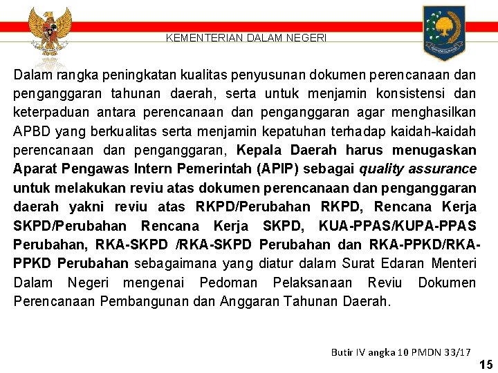 KEMENTERIAN DALAM NEGERI PAPARAN DIREKTUR PERENCANAAN ANGGARAN DAERAH