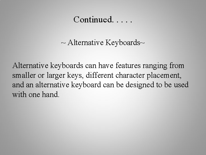 Types of Assistive Technology A Power Point presentation