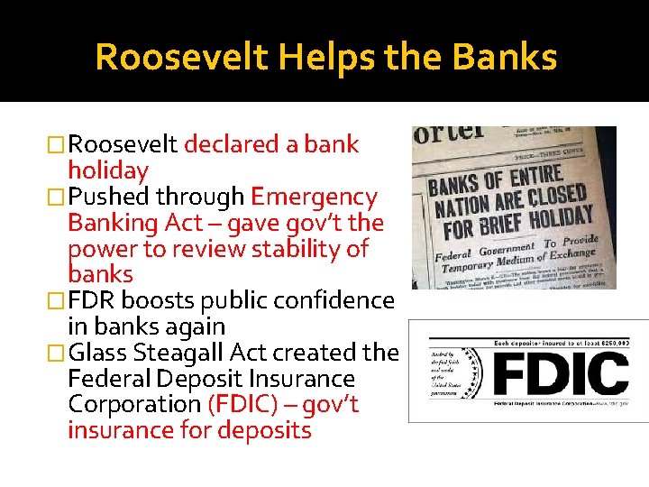 FDRs New Deal Essential Questions How did FDRs