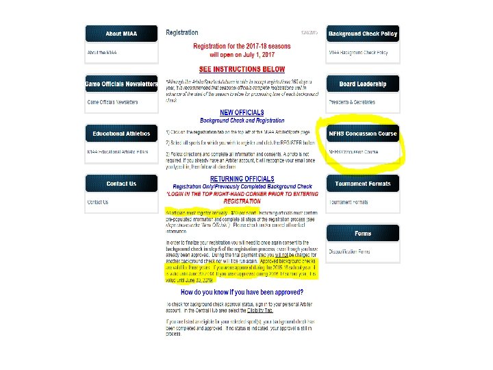 WELCOME TO THE 2017 SEASON MIAA BACKGROUND CHECK