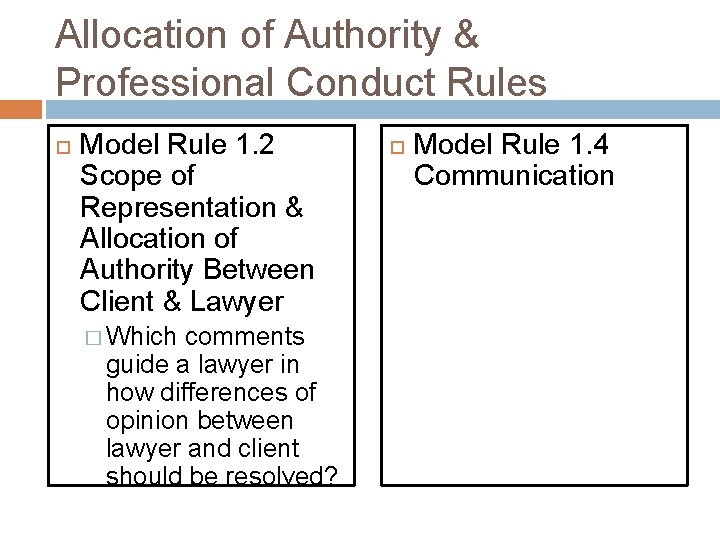 COMMUNICATION AND DECISION MAKING Professional Responsibility in the