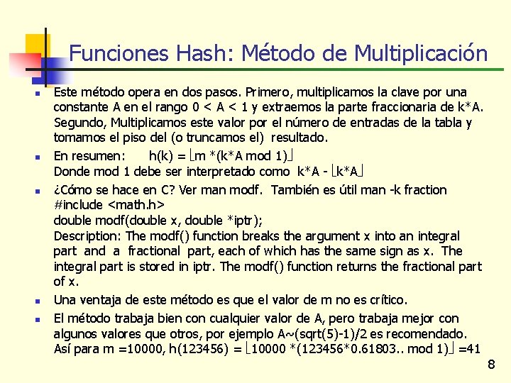 Tablas HASH Agustn J Gonzlez ELO 320 Estructura
