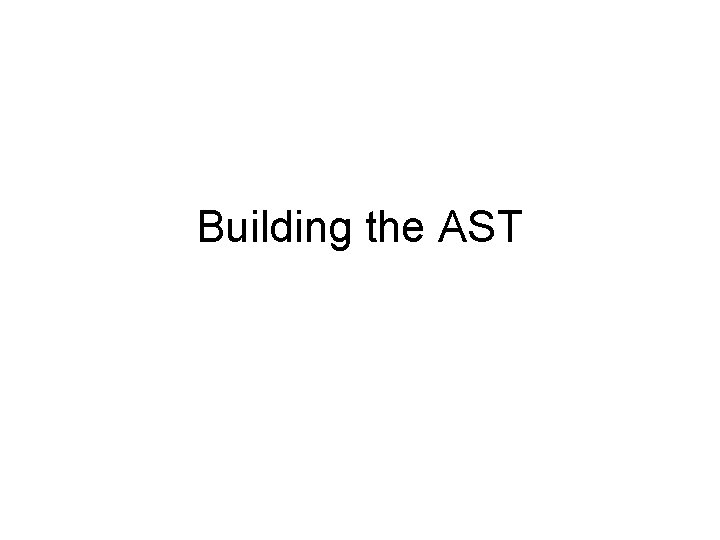 Building the AST Partial Grammar goal mainclassdecl mainclass