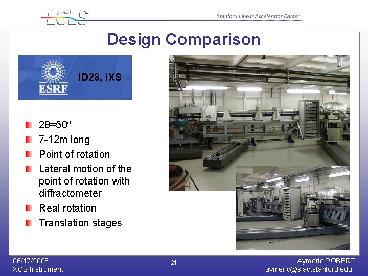 Xray Correlation Spectroscopy Instrument Aymeric Robert XCS Instrument