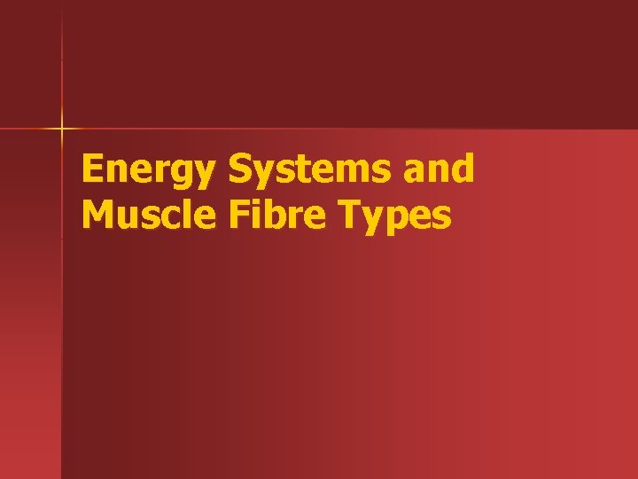 Energy Systems and Muscle Fibre Types In groups