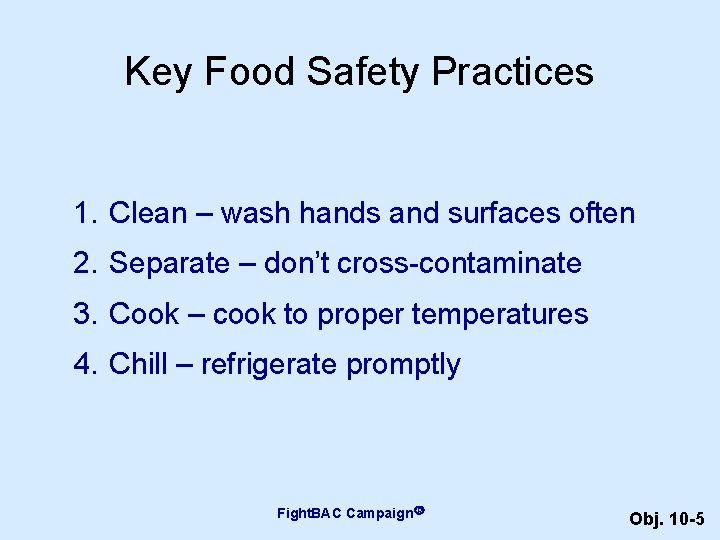 Focus Area 10 Food Safety Progress Review May