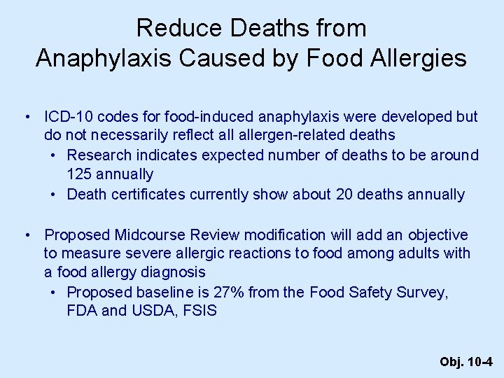 Focus Area 10 Food Safety Progress Review May