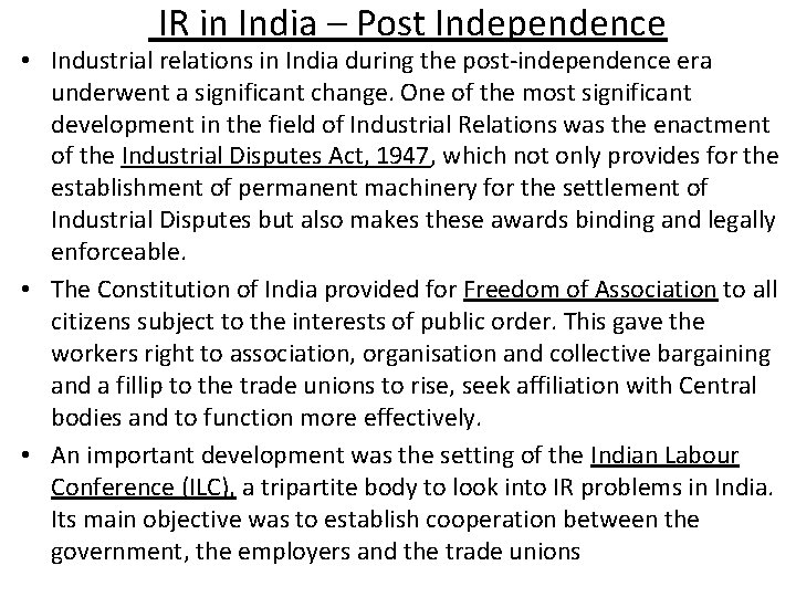 IR in India Pre Independence In the preindependence