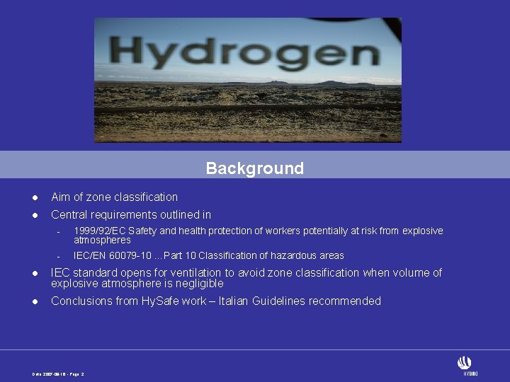 Determination of Hazardous Zones Case study Generic Hydrogen