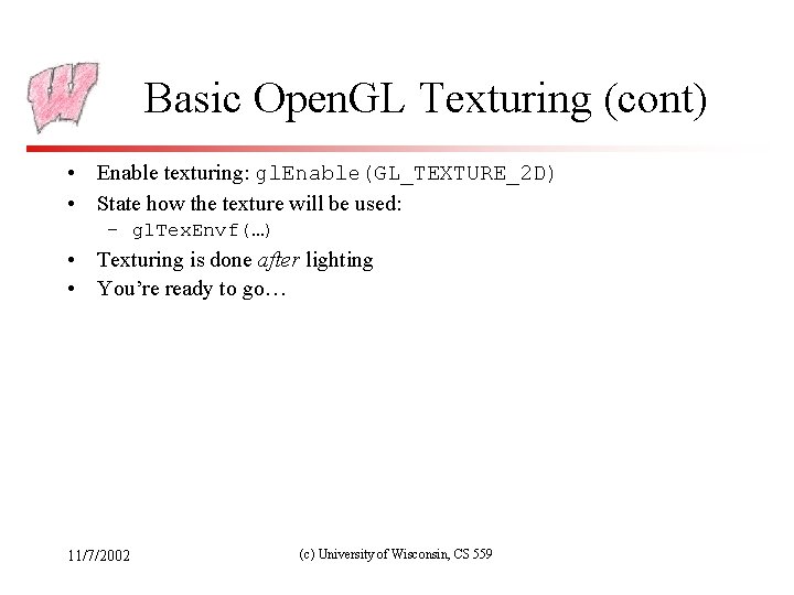 Last Time Shading Interpolation Texture Mapping introduction 1172002