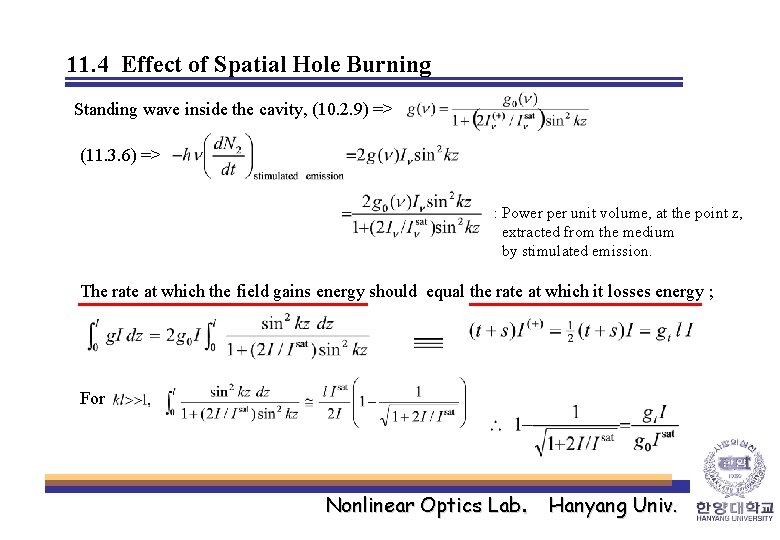 Chapter 11 Laser Oscillation Power and Frequency Power