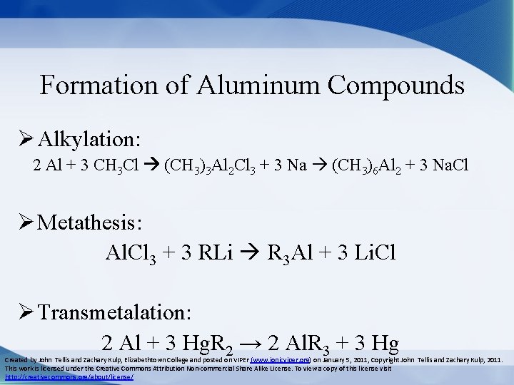 Organoaluminum This presentation was created as part of
