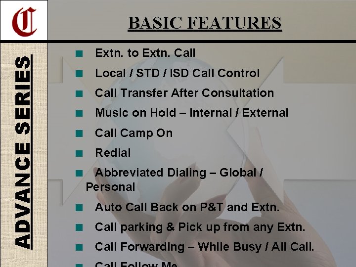 ADVANCE SERIES ADVANCE SERIES PRODUCT RANGE MODELS CONFIGURATION