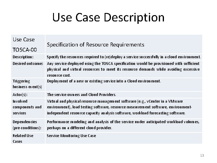 Using TOSCA Requirements Capabilities to Specify Capacity Resources