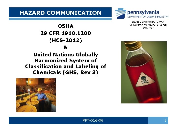 HAZARD COMMUNICATION OSHA 29 CFR 1910 1200 HCS2012