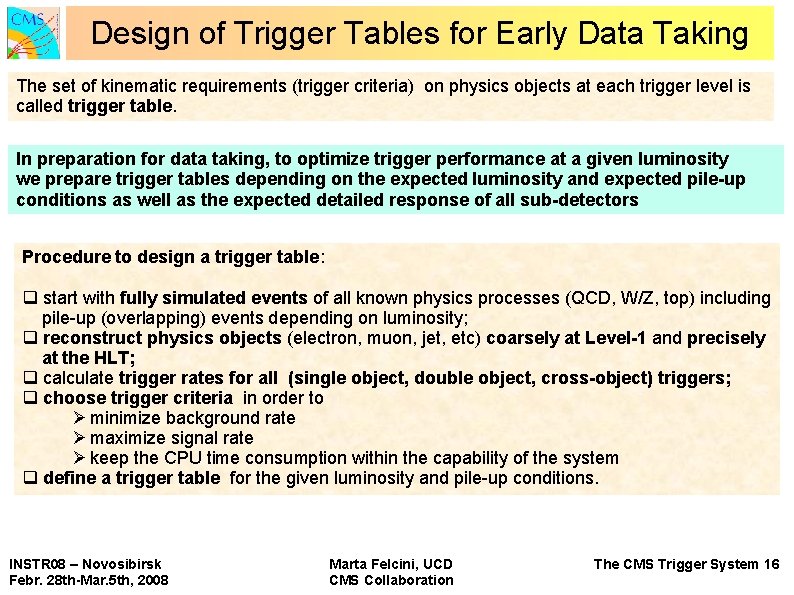 The Trigger System of the CMS experiment Trigger