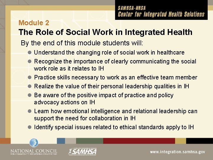 The Role of Social Work in Integrated Health