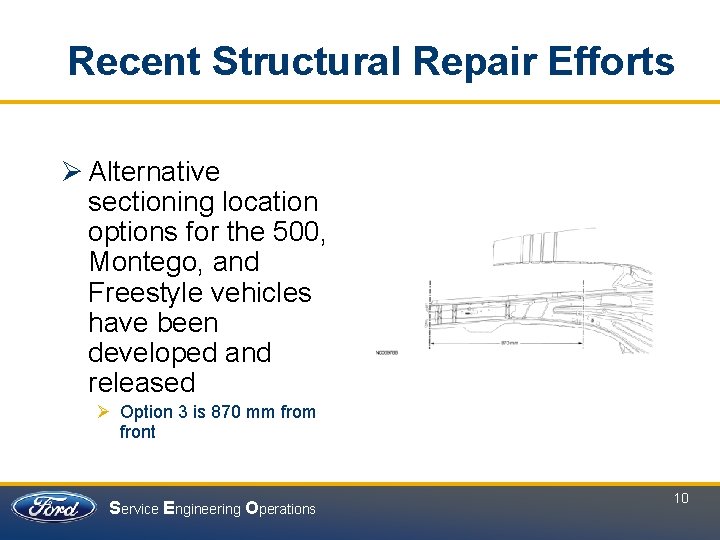 Service Engineering Operations FrameRail Sectioning kits and Serviceability