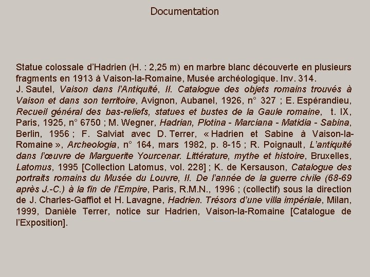 Personnages historiques NEsp Hadrien et Sabine un couple