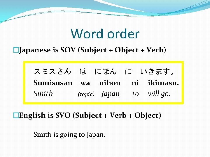 Basic Japanese Grammar Creating basic sentences Creating questions