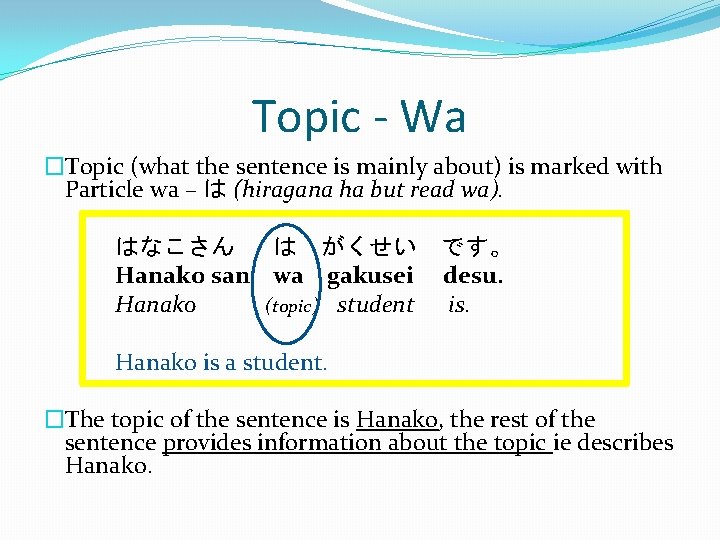 Basic Japanese Grammar Creating basic sentences Creating questions