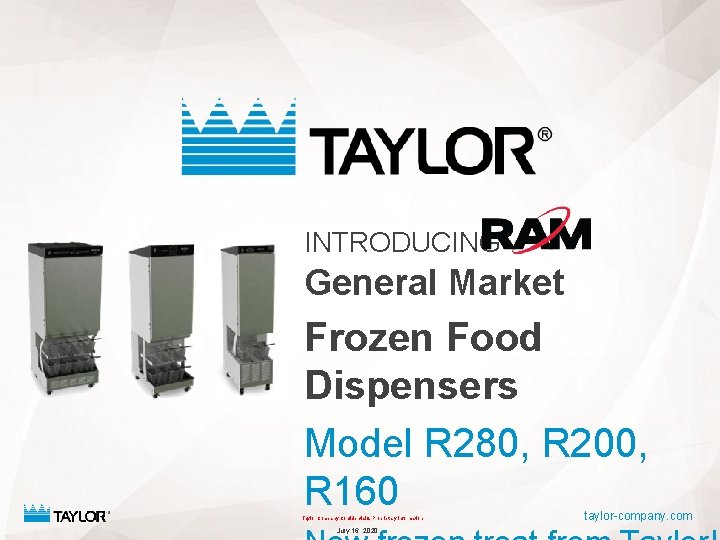 INTRODUCING General Market Frozen Food Dispensers Model R