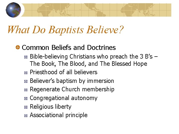 BAPTIST HISTORY Dr Paul Kim Pastor Emeritus Antioch