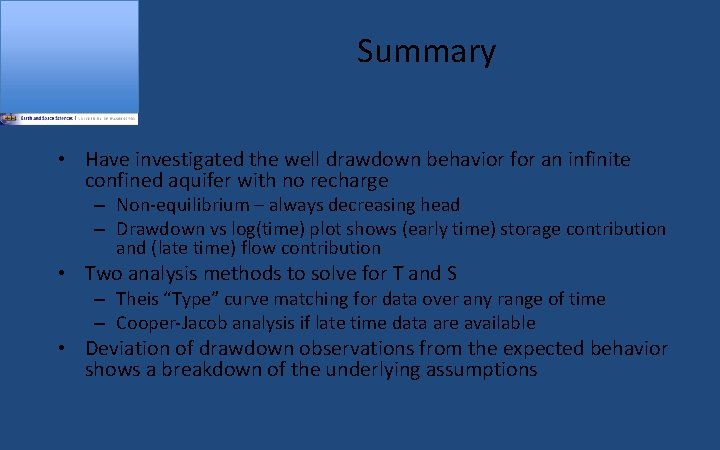 ESS 454 Hydrogeology Module 4 Flow to Wells