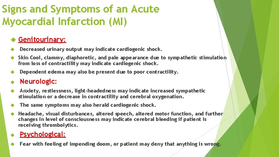 Myocardial Infarction MI Angina pectoris learning outcomes On