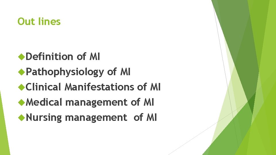 Myocardial Infarction MI Angina pectoris learning outcomes On