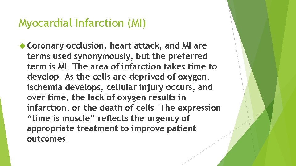 Myocardial Infarction MI Angina pectoris learning outcomes On
