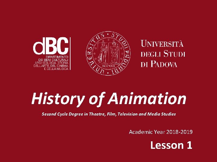 History of Animation Second Cycle Degree in Theatre