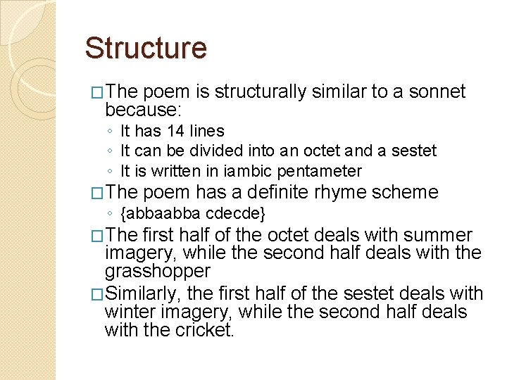 On the Grasshopper and the Cricket John Keats